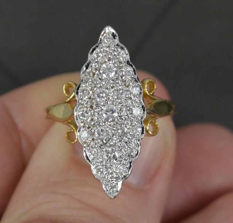 Victorian Design 18ct Gold and Diamond Navette Cluster Ring For Sale at ...