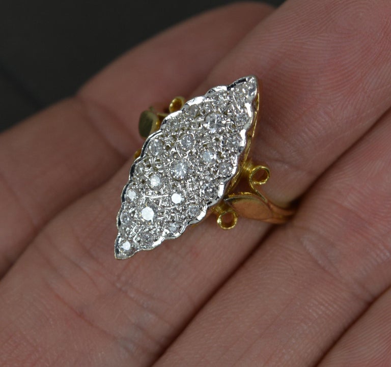 Victorian Design 18ct Gold and Diamond Navette Cluster Ring For Sale at ...