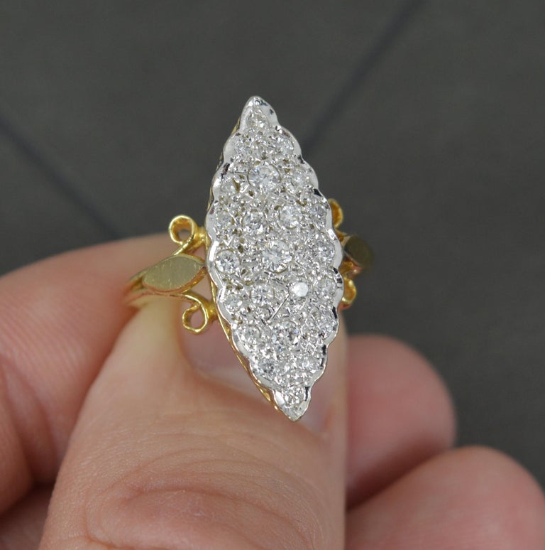 Victorian Design 18ct Gold and Diamond Navette Cluster Ring For Sale at ...
