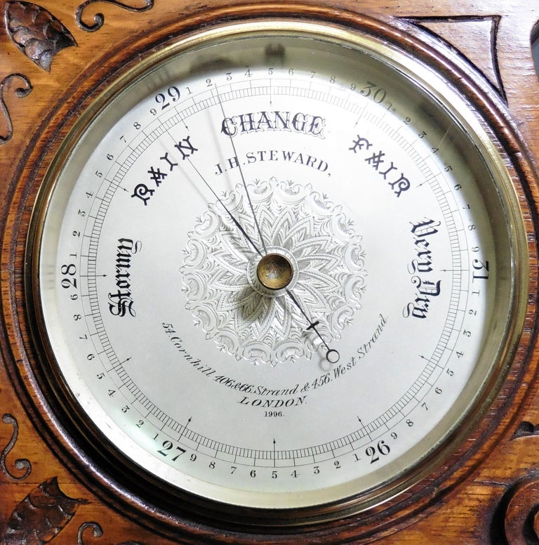 Victorian Desk Clock / Barometer / Thermometer Set For Sale at 1stDibs