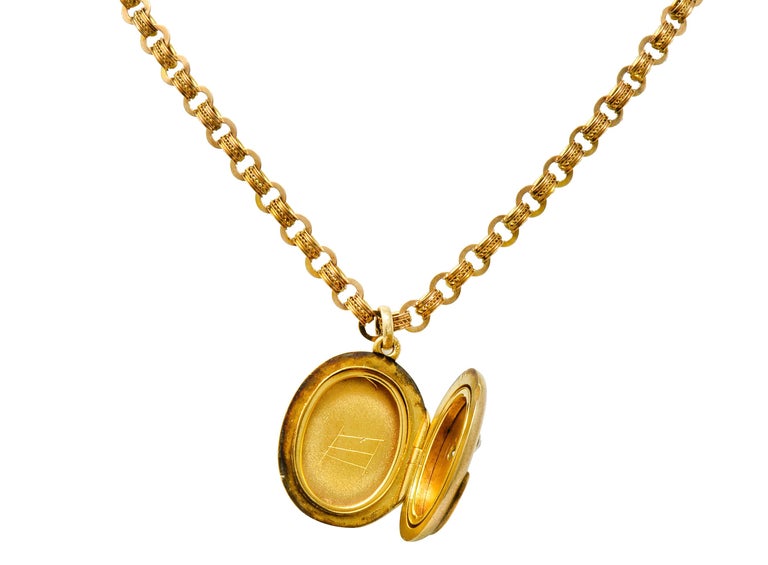 Victorian Diamond 14 Karat Gold Floral Locket Necklace For Sale at 1stDibs