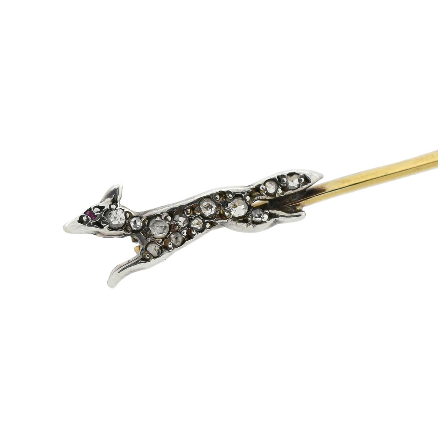 Victorian Diamond and Ruby Fox and Hunting Hound Pin For Sale at ...