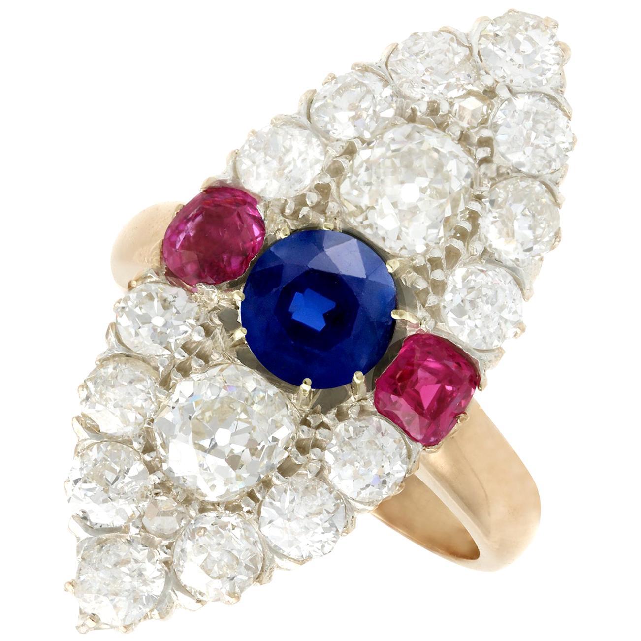 Sapphire Ruby and Diamond Ring For Sale at 1stDibs