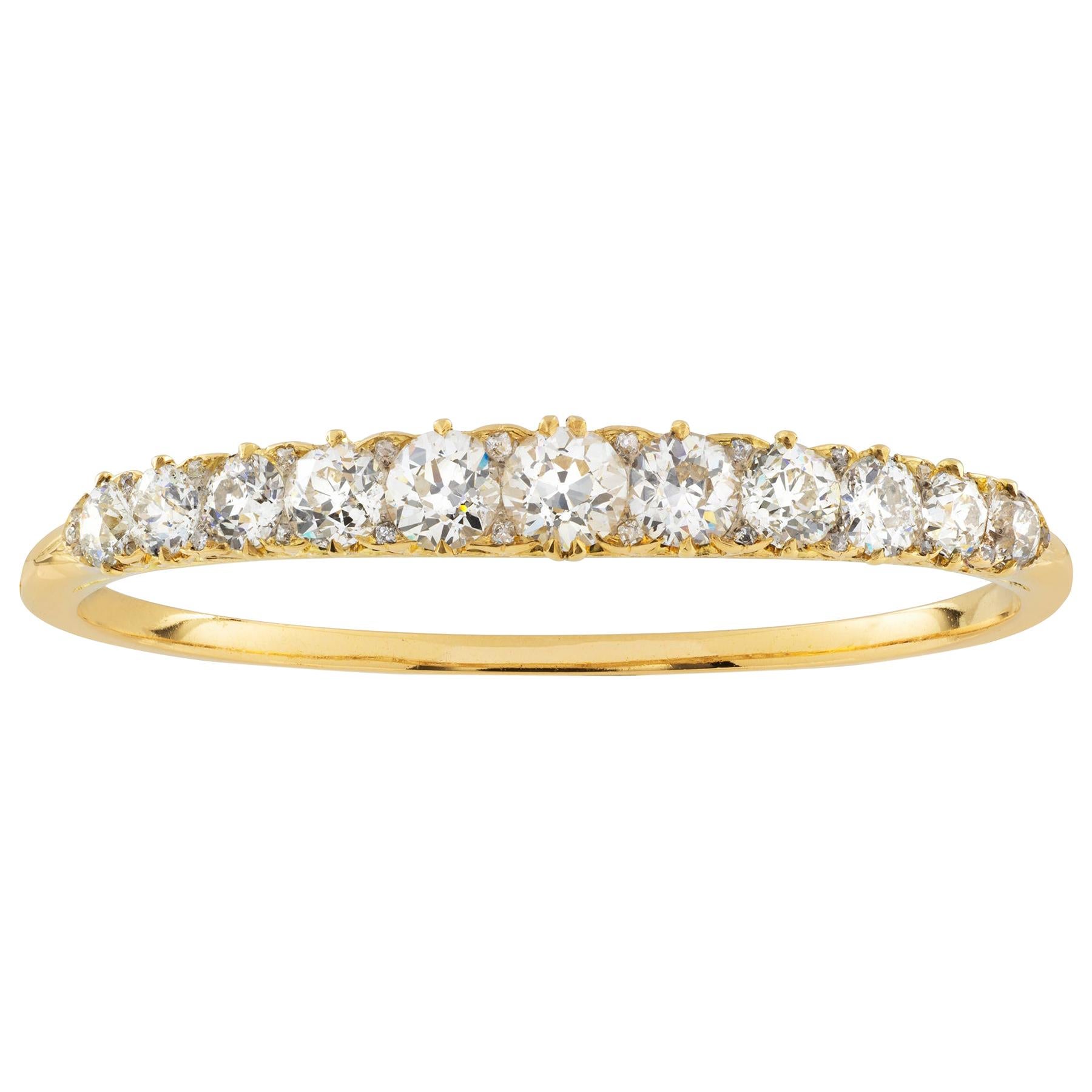 Victorian Diamond Carved Half-Hoop Bangle at 1stDibs