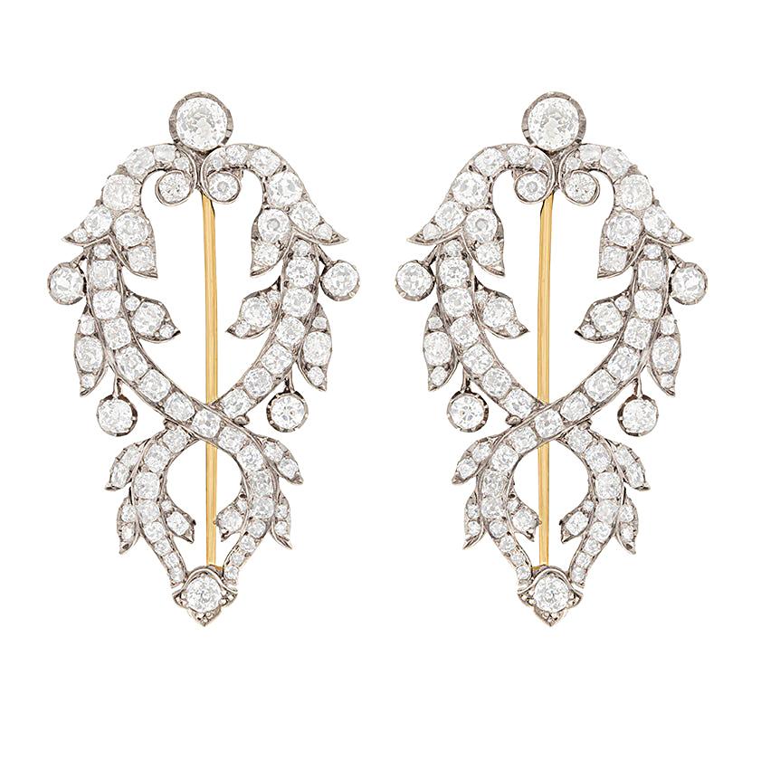 Victorian Diamond Double Clip Brooches, circa 1800s at 1stDibs