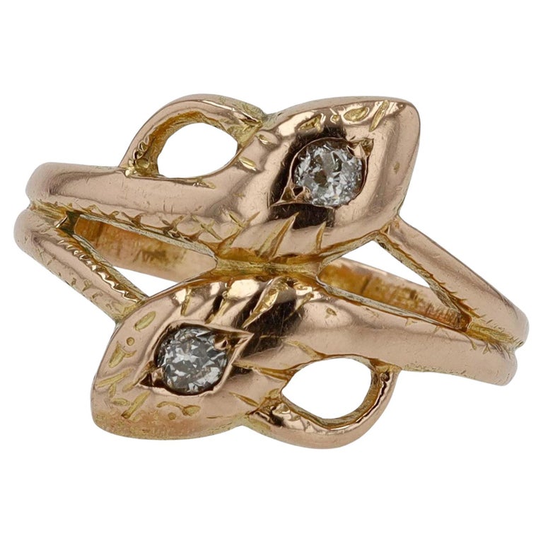 Victorian Diamond Double Snake Engagement Ring For Sale at 1stDibs