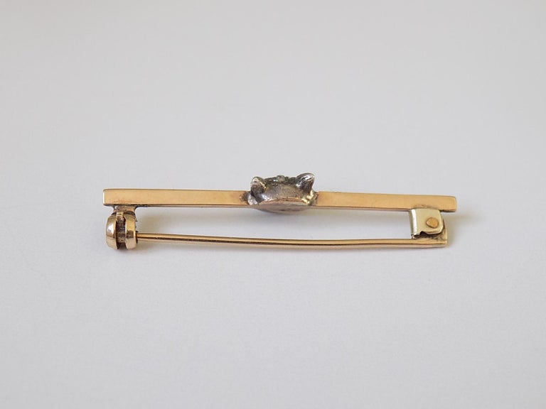 Victorian Diamond Fox Head Mask Bar Brooch at 1stDibs