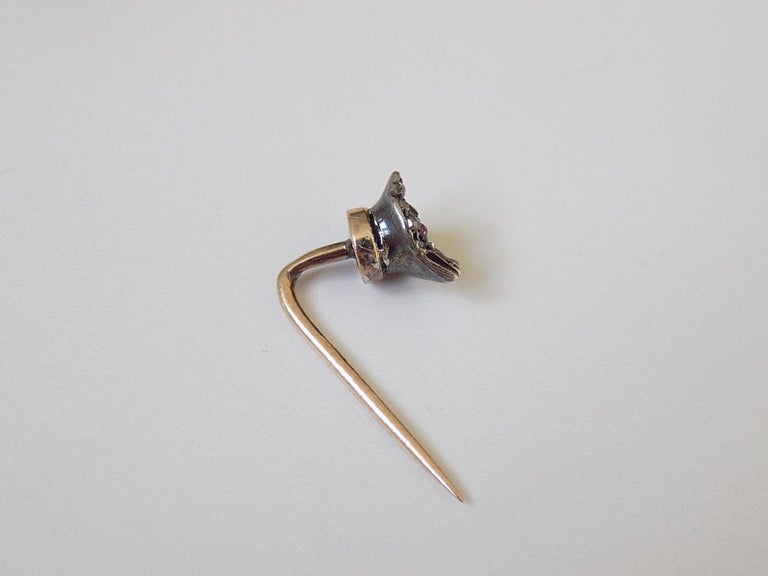 Victorian Diamond Fox Head Mask Stick Pin Cravat Pin at 1stDibs