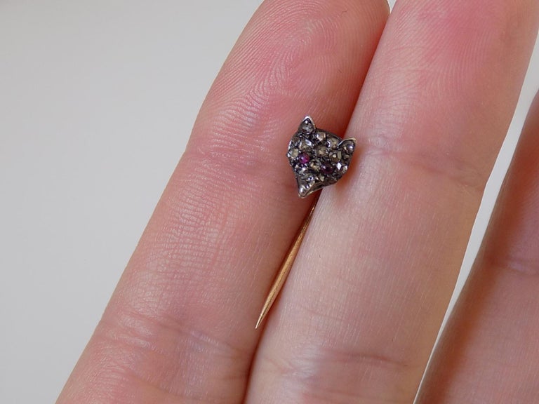 Victorian Diamond Fox Head Mask Stick Pin Cravat Pin at 1stDibs