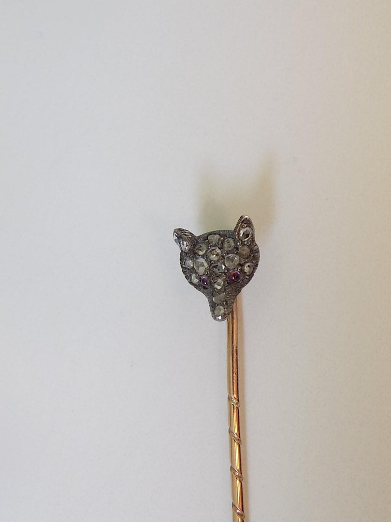 Victorian Diamond Fox Head Mask Stick Pin For Sale at 1stDibs | diamond ...