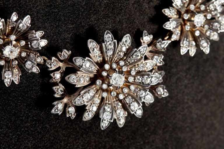 Victorian Diamond Gold Silver Necklace at 1stDibs