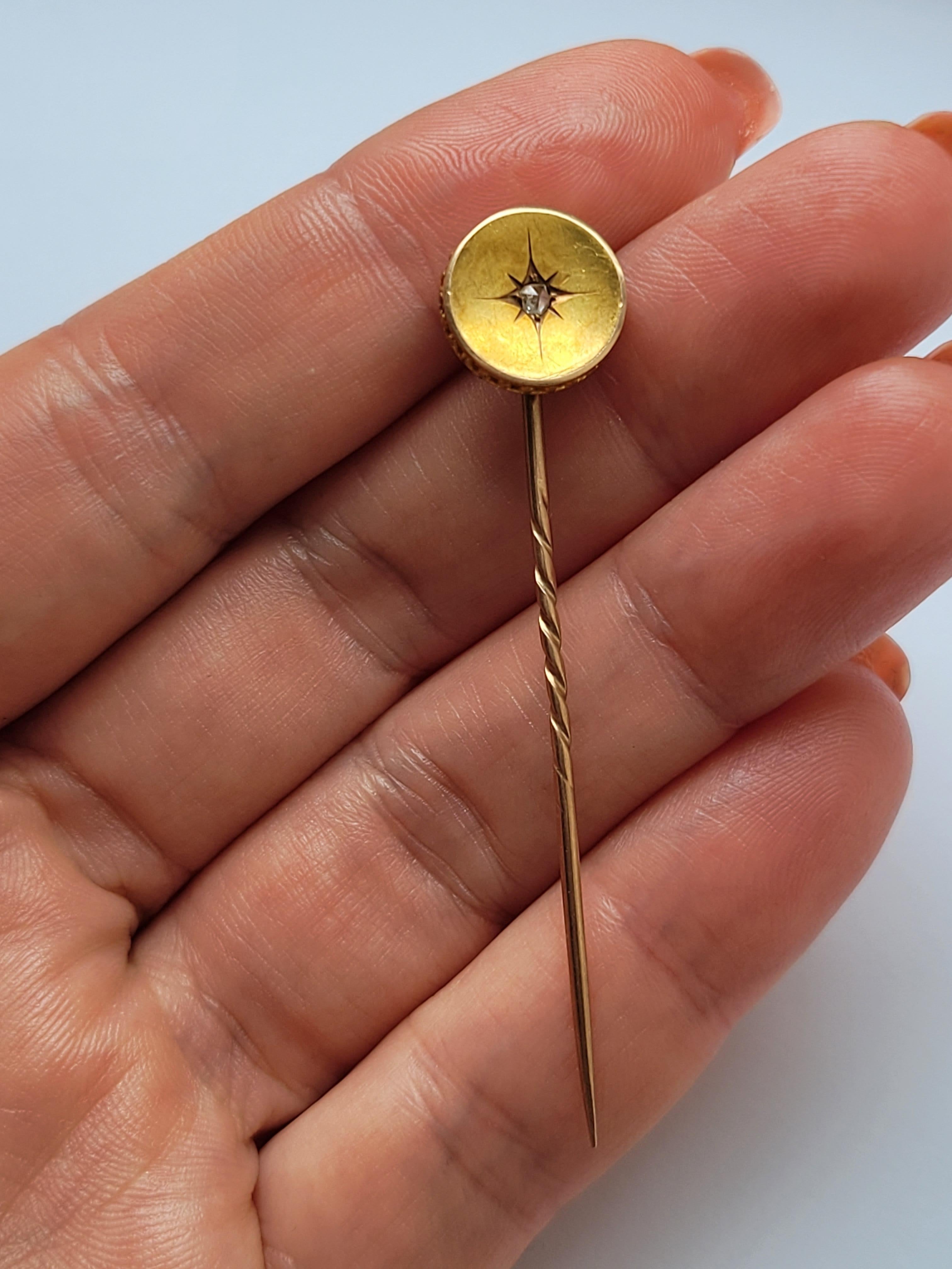 Victorian Diamond Gold Star Stick Pin For Sale at 1stDibs