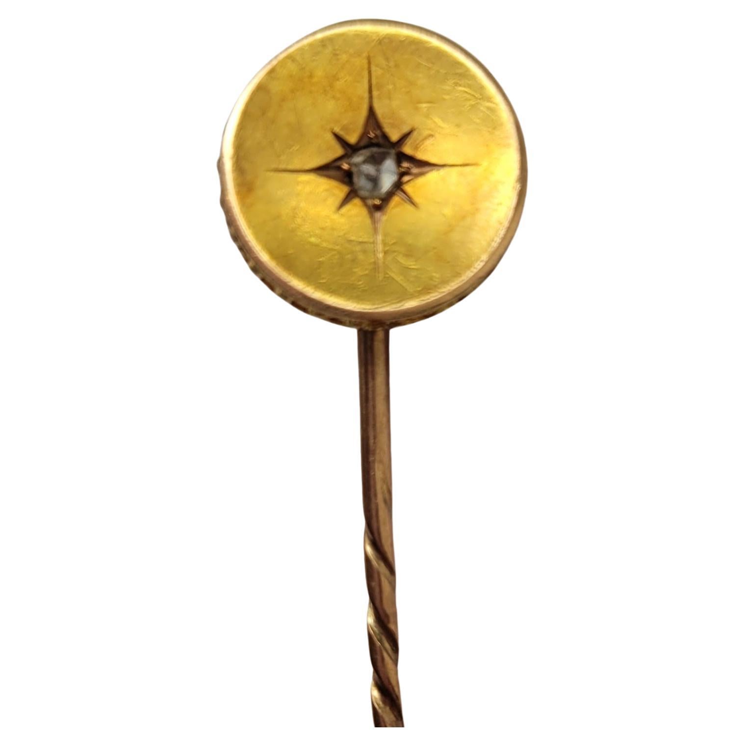 Victorian Diamond Gold Star Stick Pin For Sale at 1stDibs