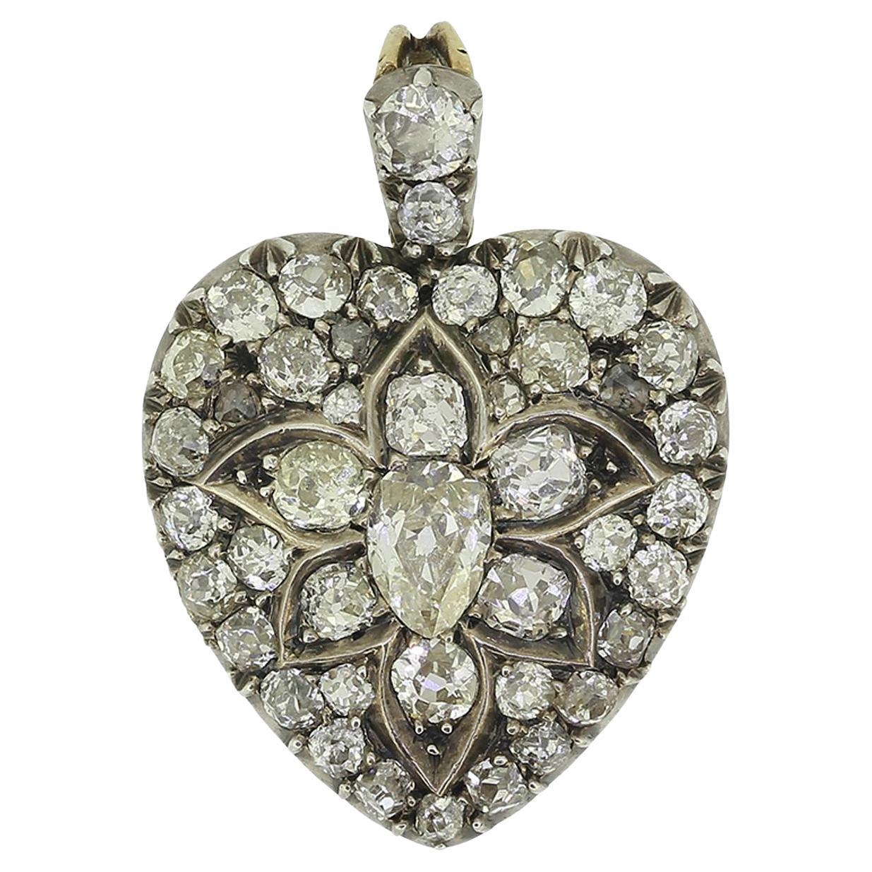 Victorian Diamond Heart Pendant Locket at 1stDibs