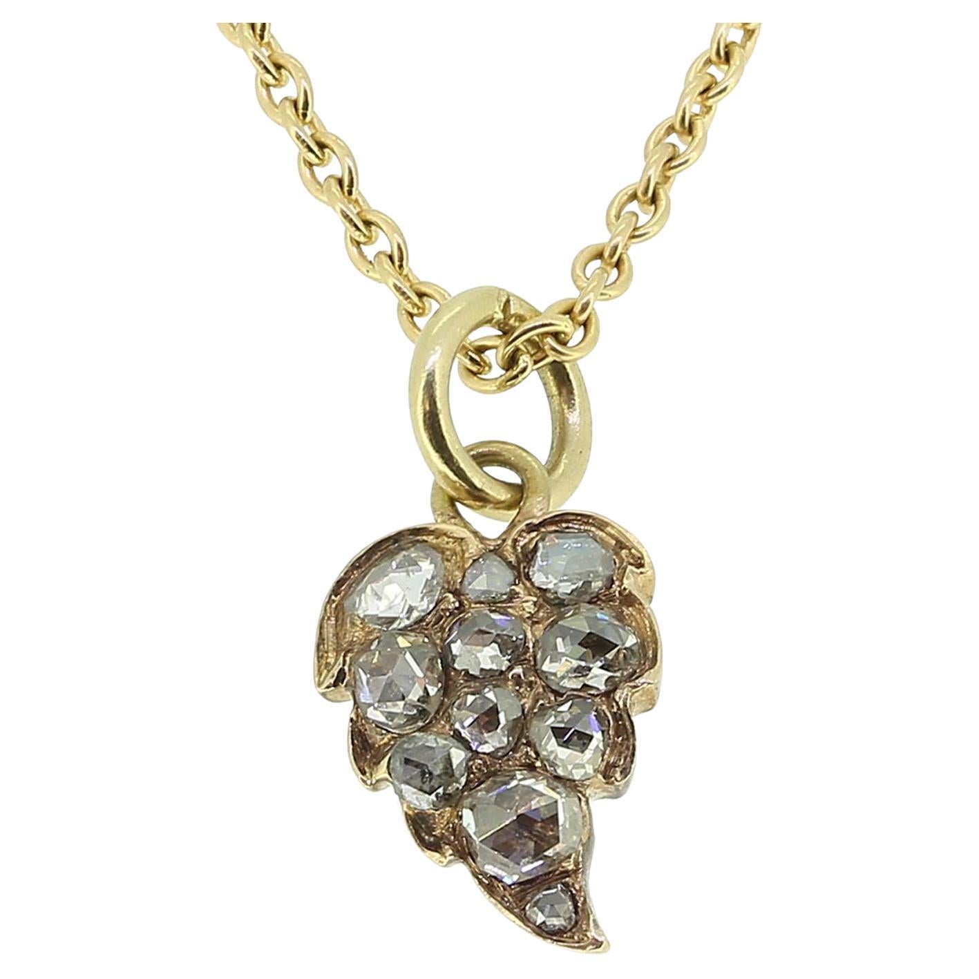 Victorian Diamond Leaf Pendant Necklace For Sale at 1stDibs