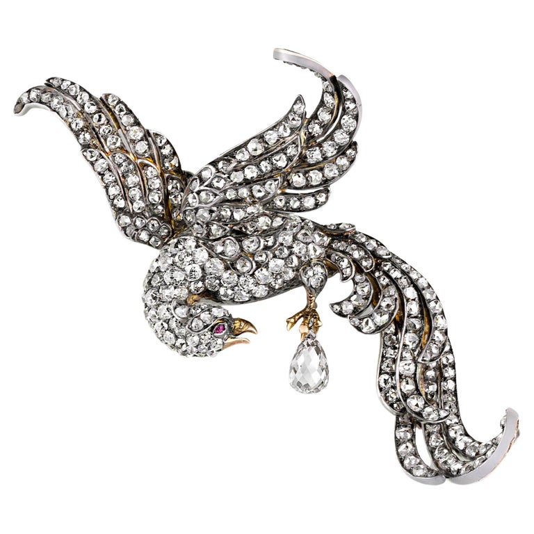 Victorian Diamond Peacock Brooch For Sale at 1stDibs