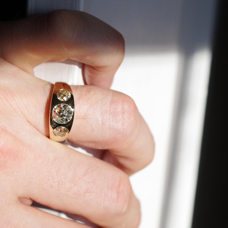 Men’s Diamond Ring Victorian Three Carats at 1stDibs | mens three stone ...