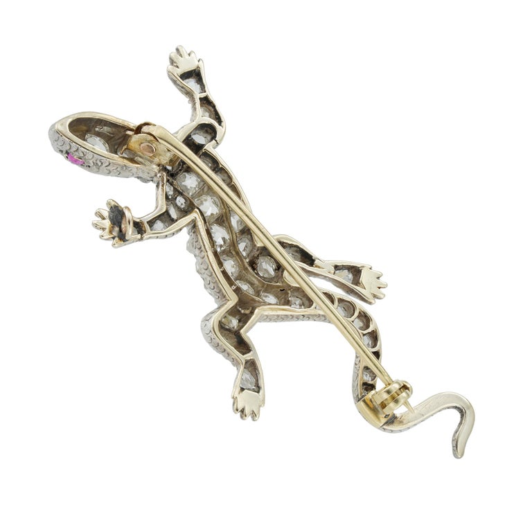 Victorian Diamond Set Lizard Brooch For Sale at 1stDibs