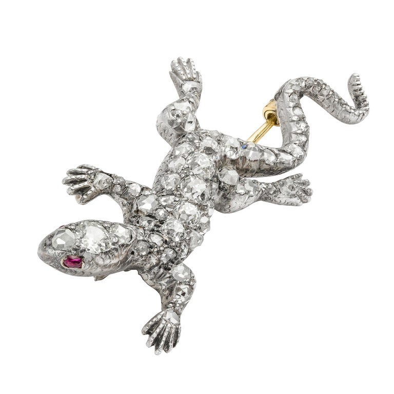 Victorian Diamond Set Lizard Brooch For Sale at 1stDibs