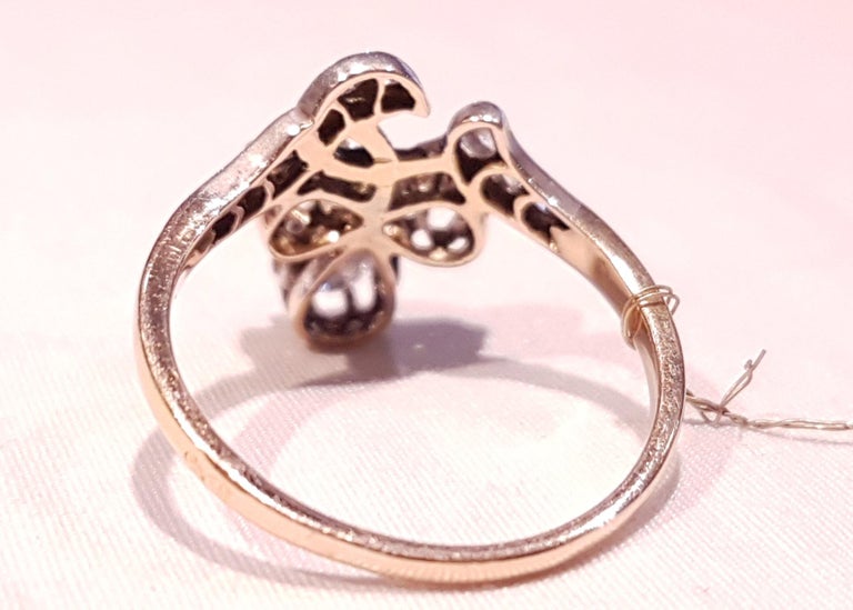 Victorian Diamond Silver and Gold Trefoil Ring at 1stDibs