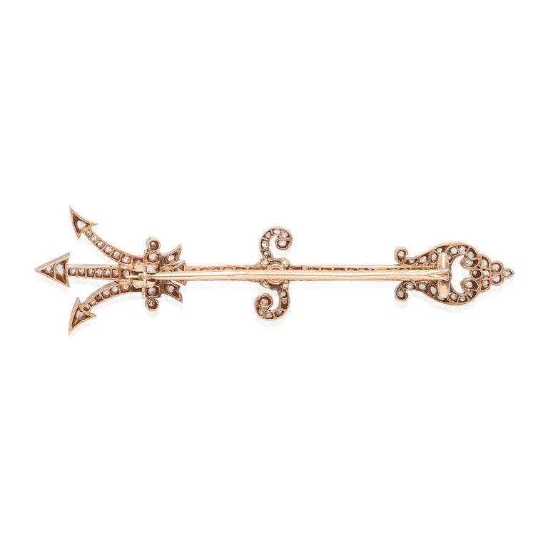 Victorian Diamond Trident Pin 1.30ctw For Sale at 1stDibs