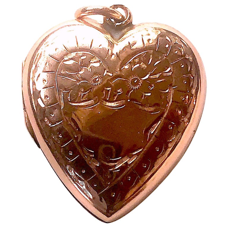Victorian Double Sided Engraved Heart Locket at 1stDibs