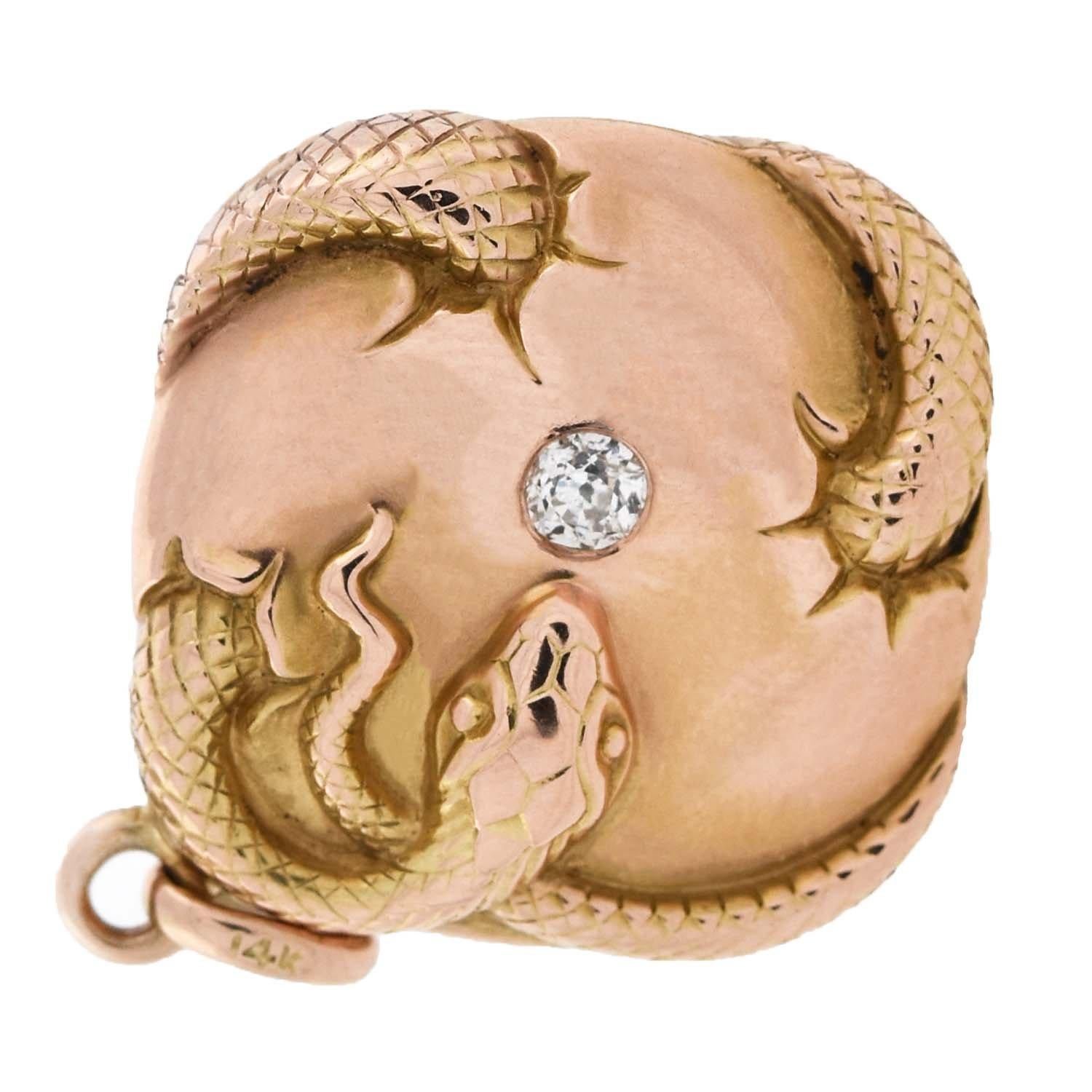 Victorian Doubled Sided 0.50 Total Carat Diamond Snake Locket at 1stDibs