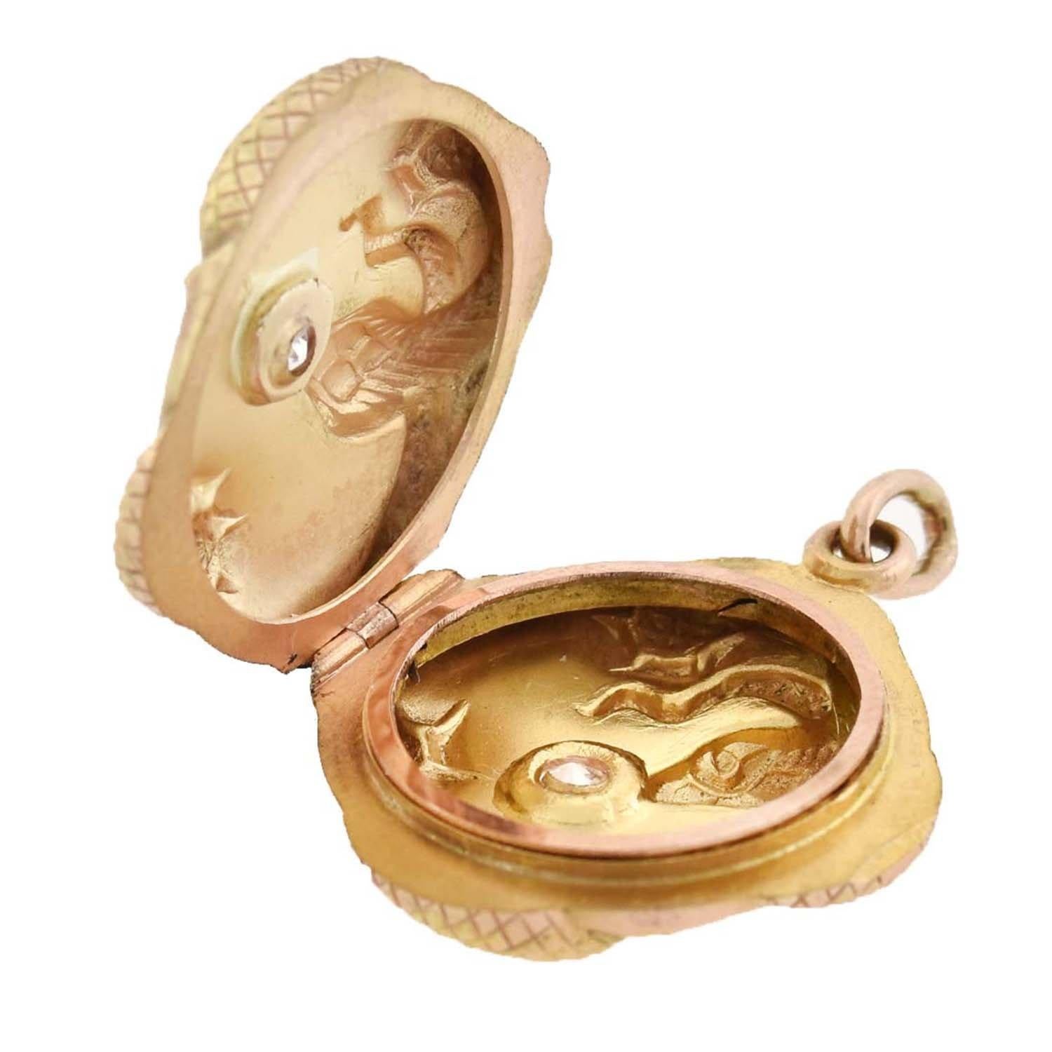 Victorian Doubled Sided 0.50 Total Carat Diamond Snake Locket at 1stDibs