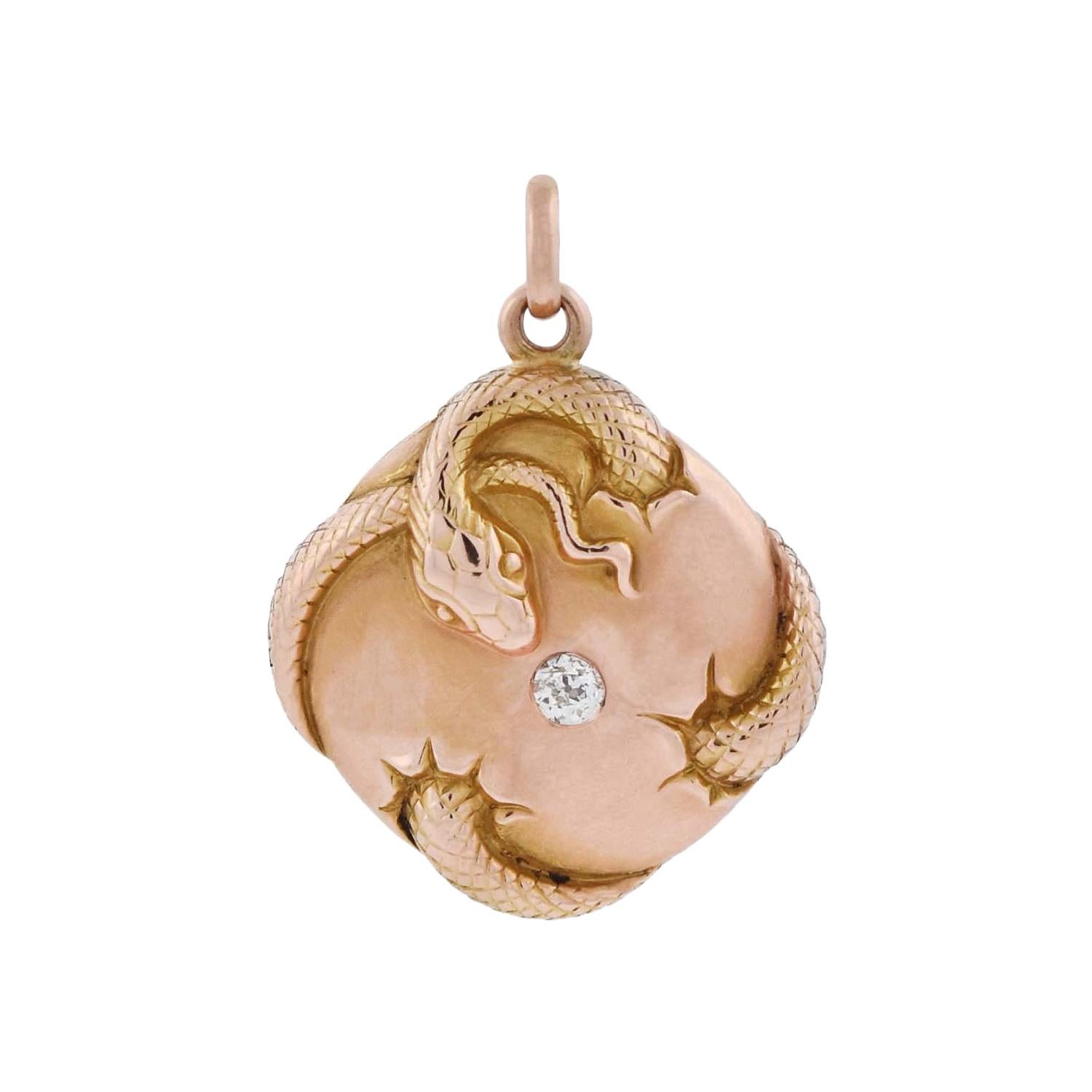 Victorian Doubled Sided 0.50 Total Carat Diamond Snake Locket at 1stDibs