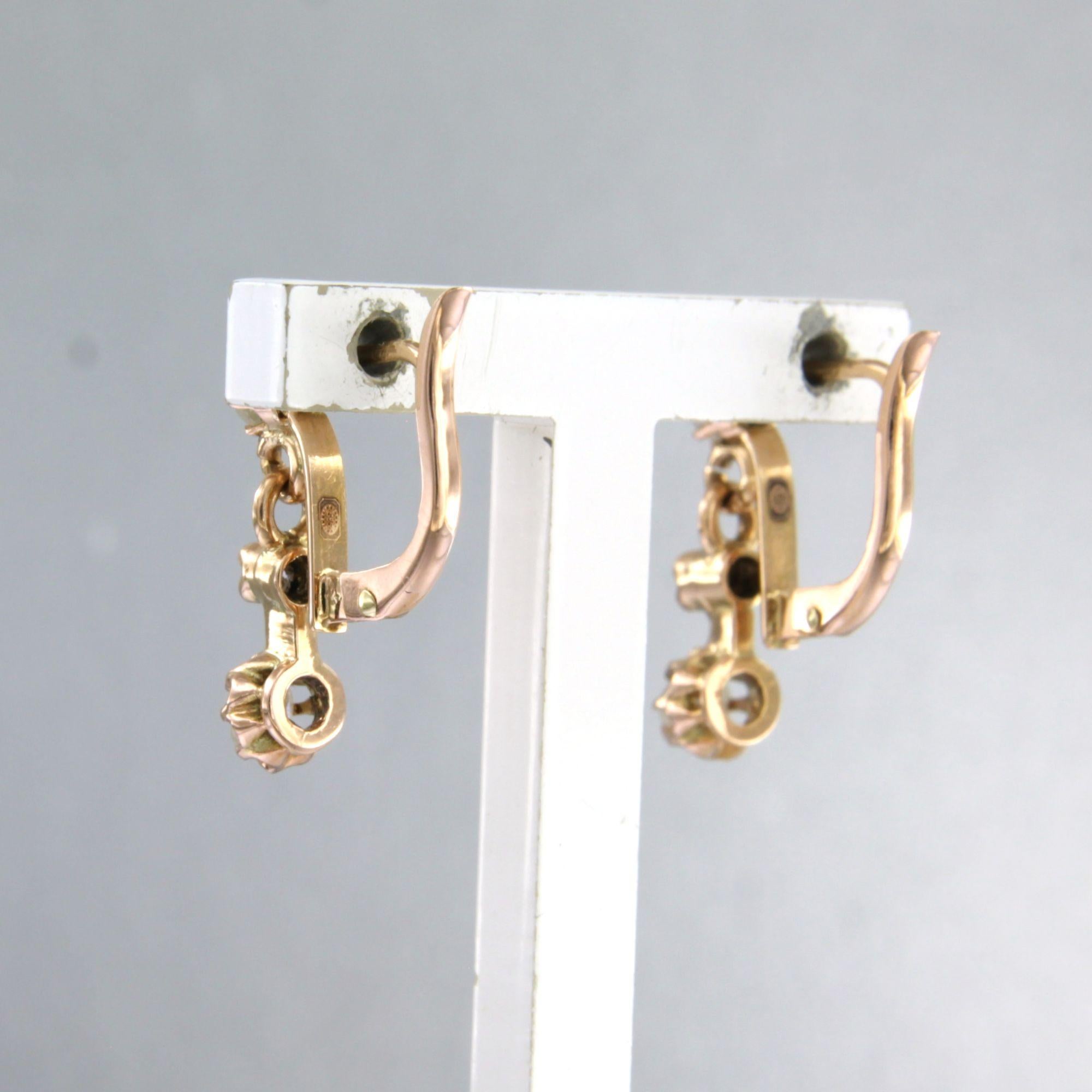 Victorian Earrings with rose cut diamonds up to 0.10ct 18k gold 2.2 ...