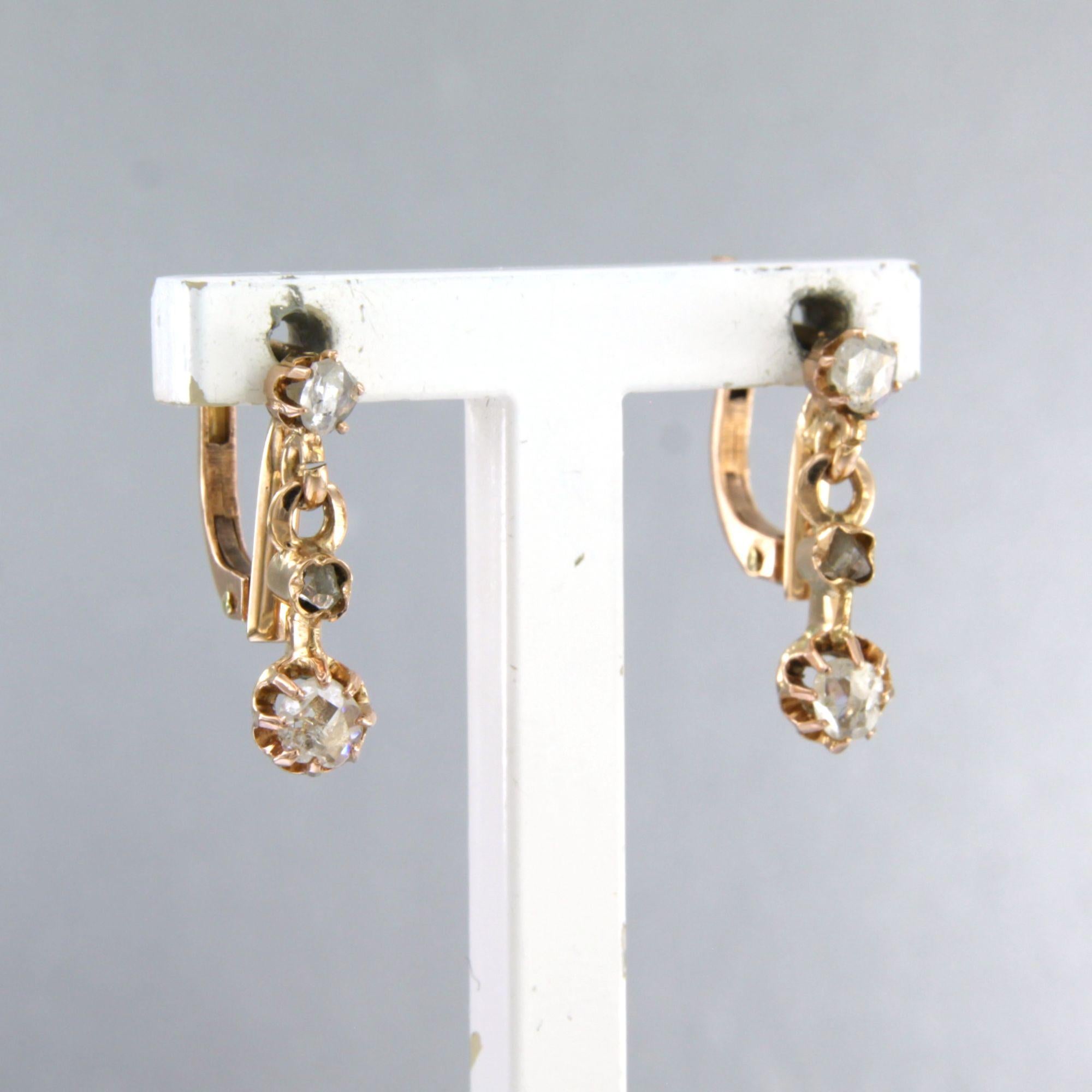Victorian Earrings with rose cut diamonds up to 0.10ct 18k gold 2.2 ...