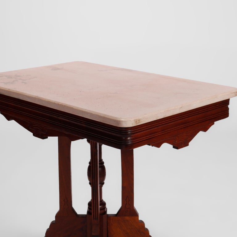 Victorian Eastlake Marble Top Parlor Table, circa 1890 For Sale at 1stDibs