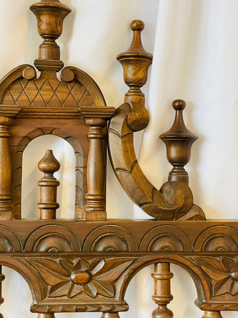 Victorian Eccentric Wooden Headboard, Jacobian Style, Walnut at 1stDibs