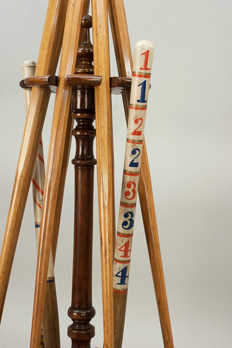 Victorian Eight Mallet Garden Croquet Set on Round Stand at 1stDibs