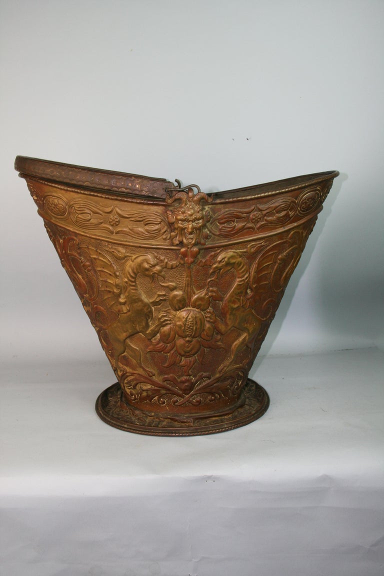 Victorian Embossed Coal/Wood Bucket Brass/Metal Late 19th Century For ...