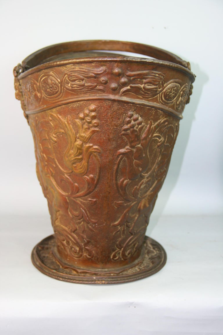 Victorian Embossed Coal/Wood Bucket Brass/Metal Late 19th Century For ...