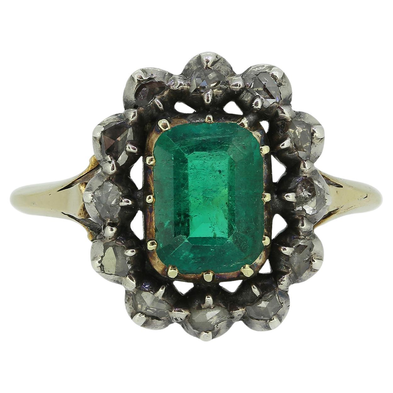 Victorian Emerald and Diamond Ring For Sale at 1stDibs