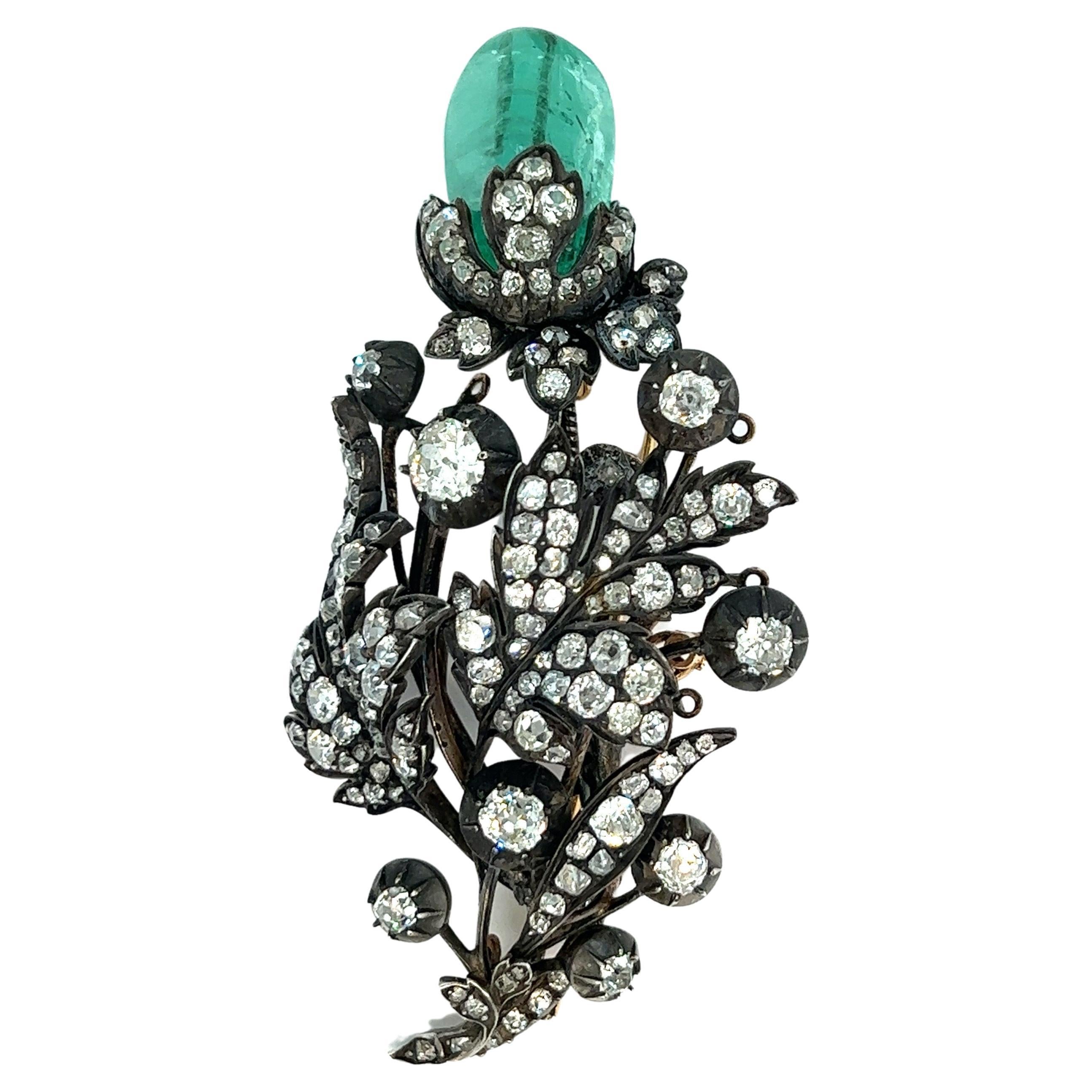 Victorian Silver-Topped Gold and Diamond Brooch For Sale at 1stDibs