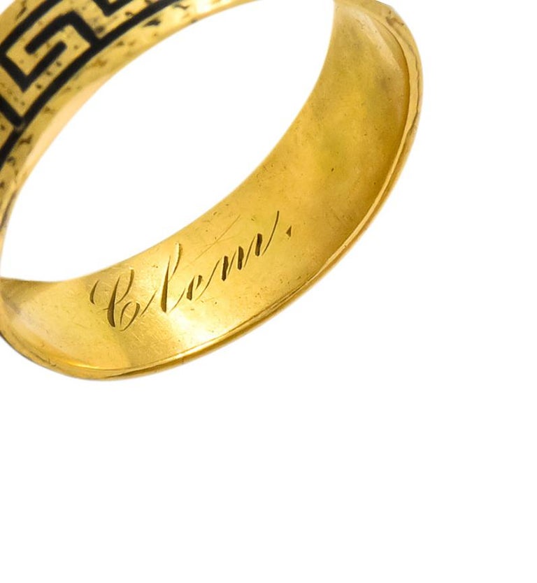 Victorian Enamel 14 Karat Gold Greek Key Band Ring at 1stDibs