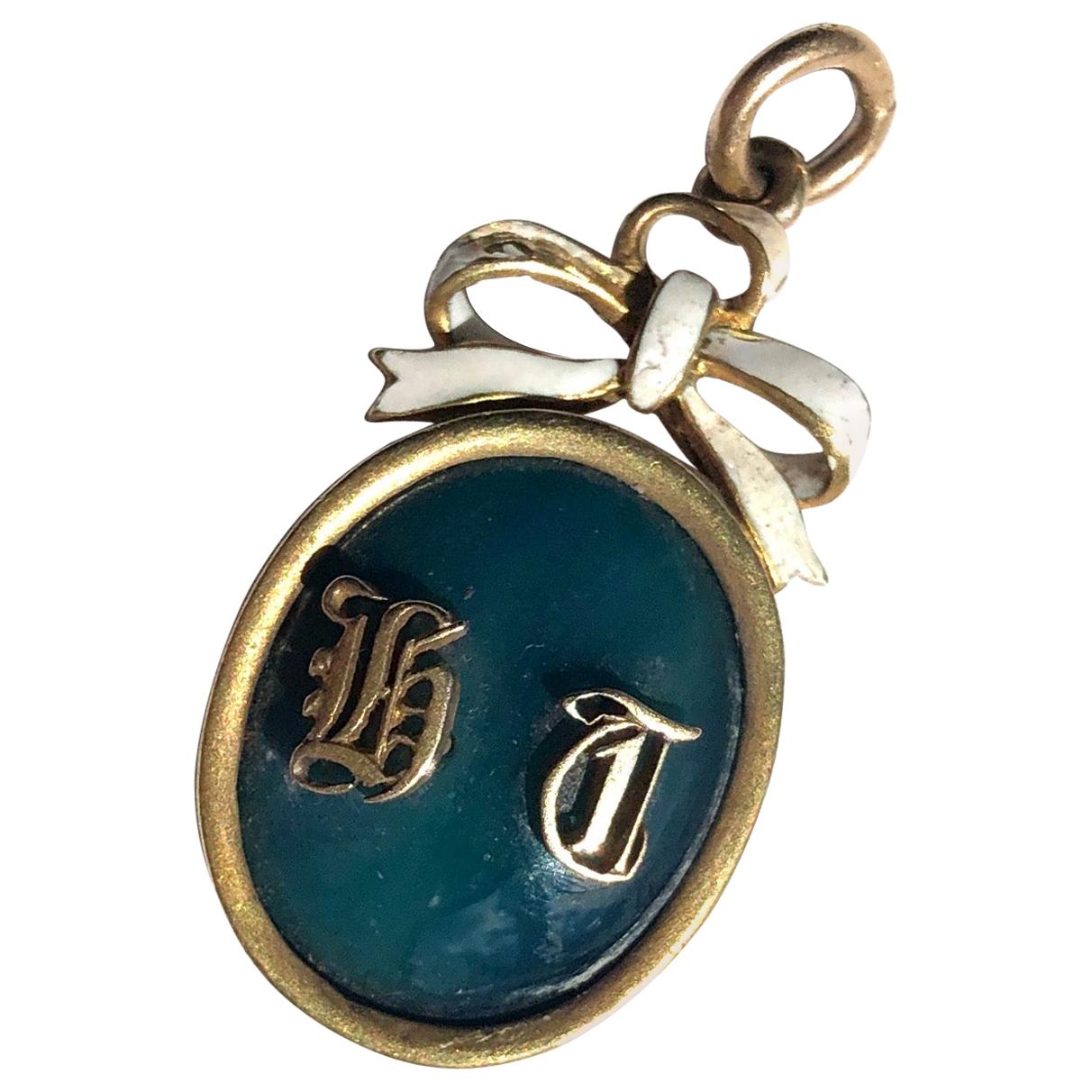 Victorian Enamel Garnet Gold Etruscan Revival Locket Pendant at 1stDibs