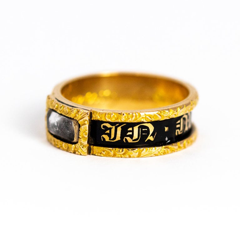 Victorian Enamel and 18 Carat Gold Mourning Band at 1stdibs