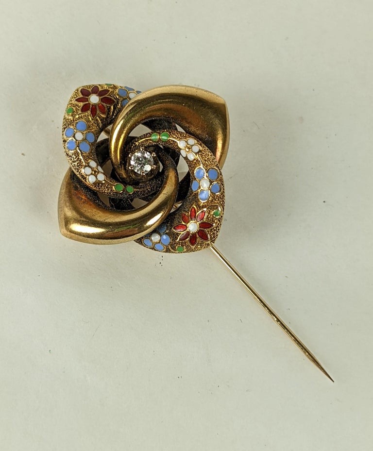 Victorian Enamel and Diamond Stickpin For Sale at 1stDibs