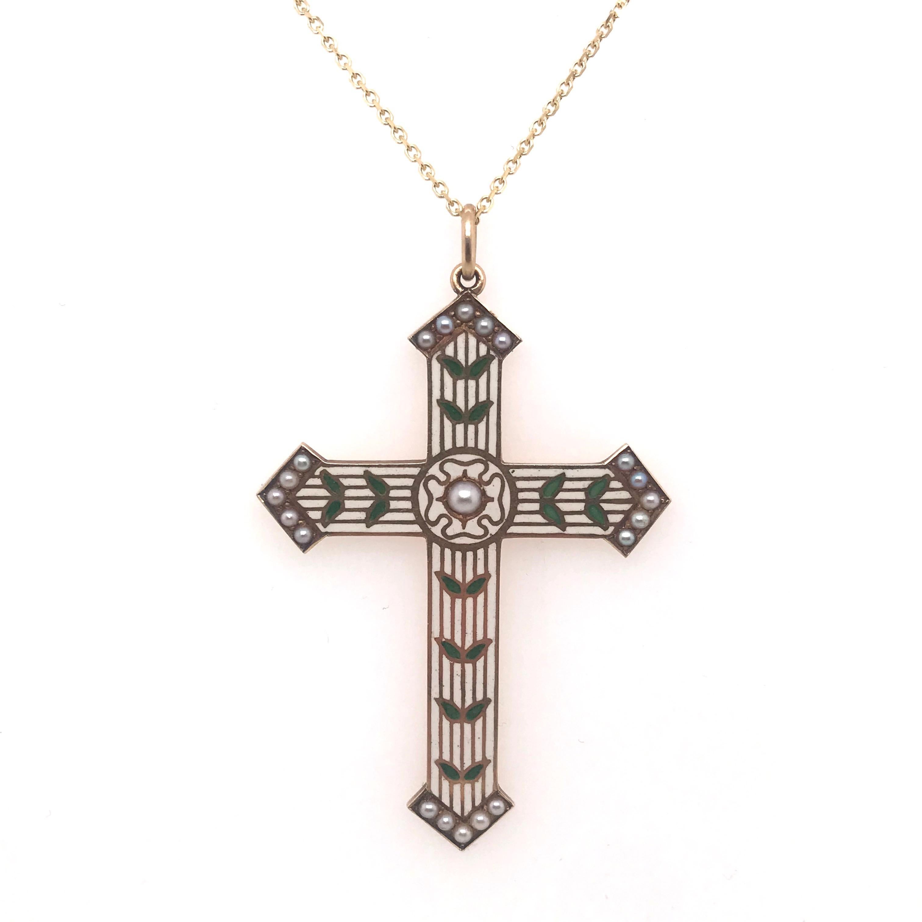 Victorian Enamel Cross Pendant at 1stDibs