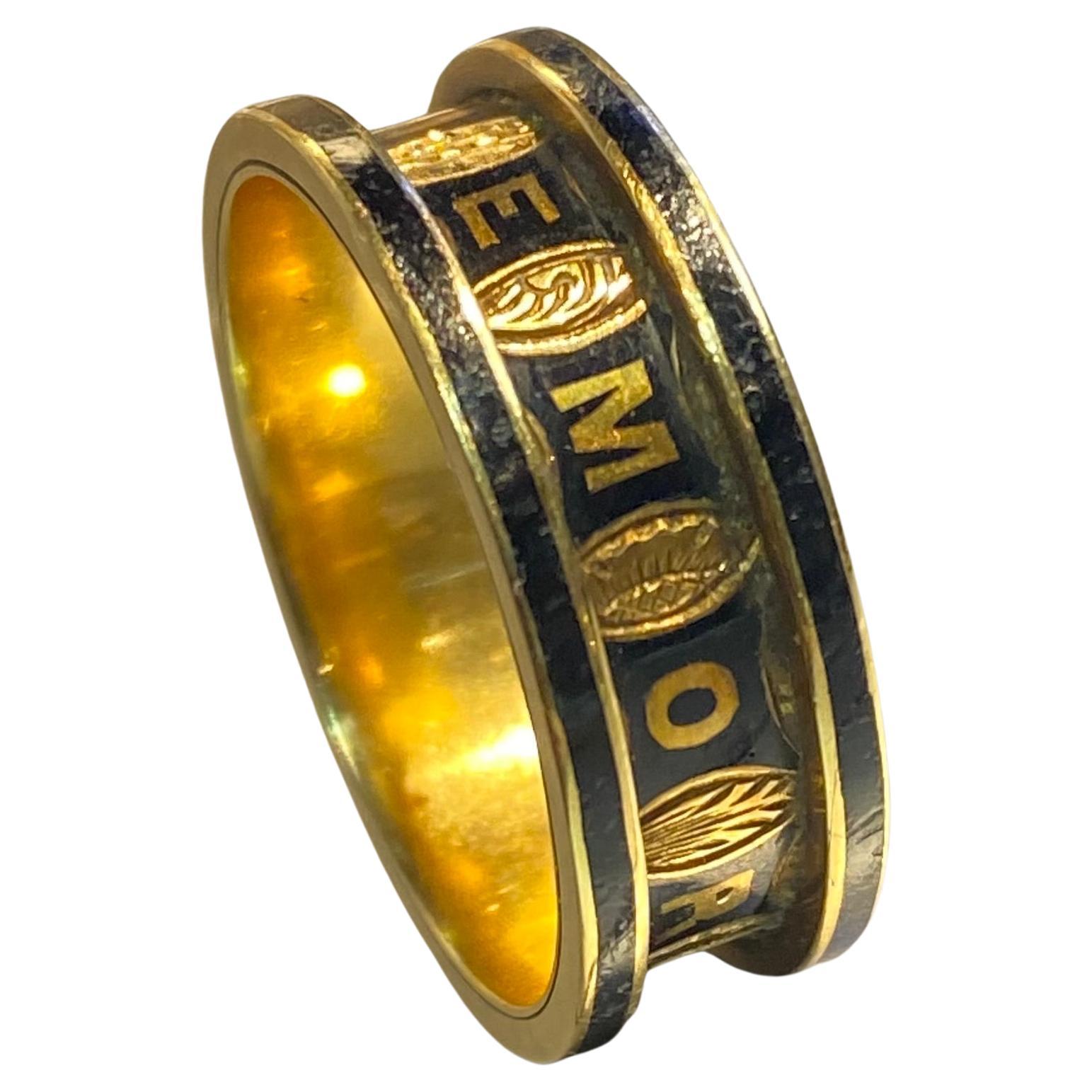 Victorian 10 Karat Gold and Black Enamel Regard Ring For Sale at 1stDibs