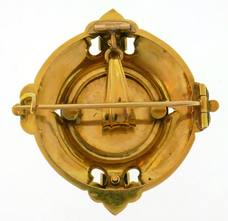 Victorian Enamel Painting Gold Pin Brooch Necklace Pendant For Sale at ...