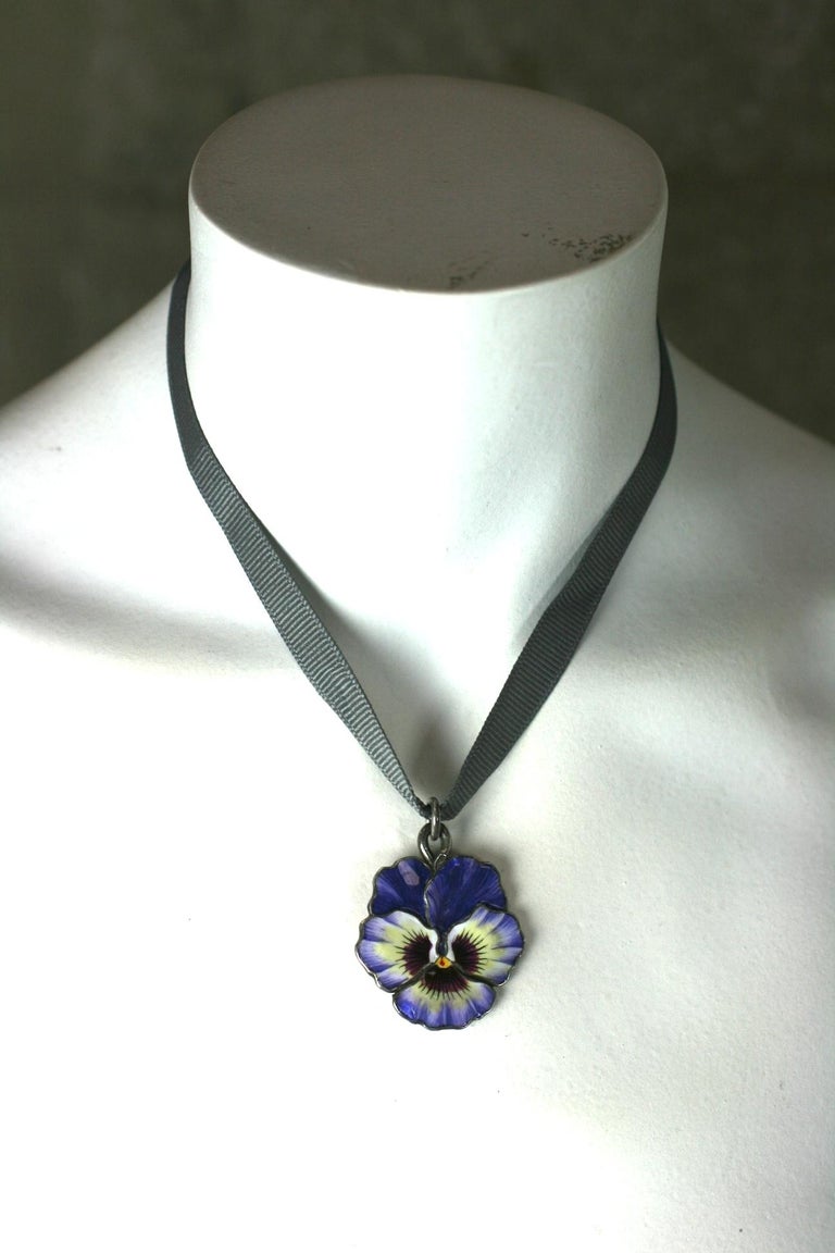 Victorian Enamel Pansy Pendant at 1stDibs
