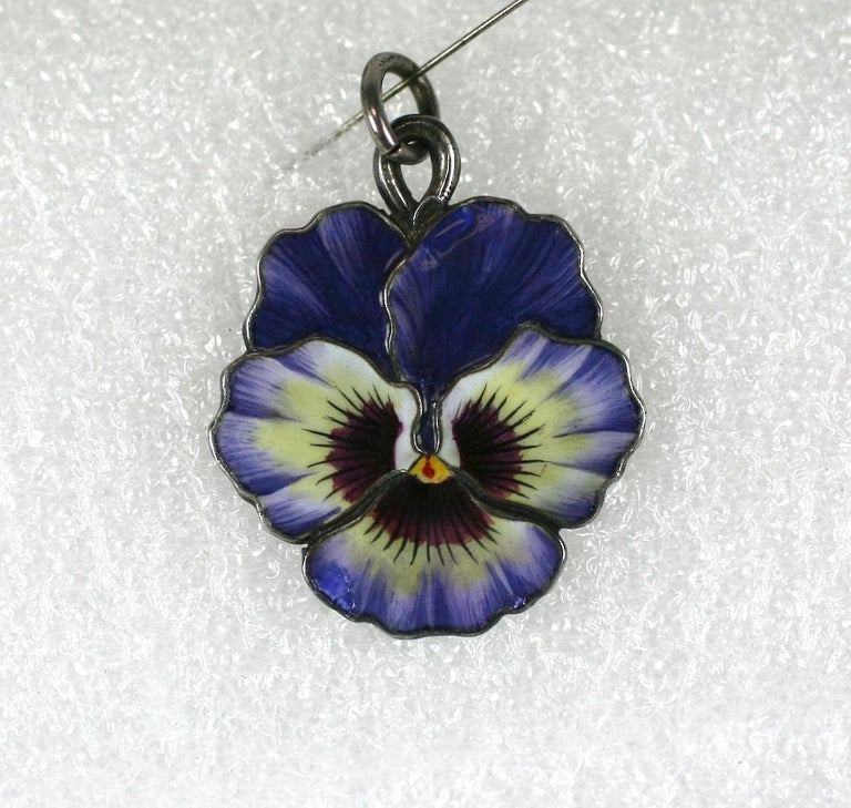 Victorian Enamel Pansy Pendant at 1stDibs