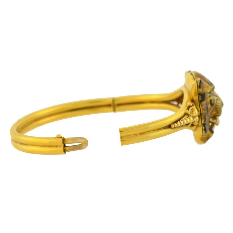 Victorian Enameled Tiger's Face Locket Bangle Bracelet at 1stDibs ...
