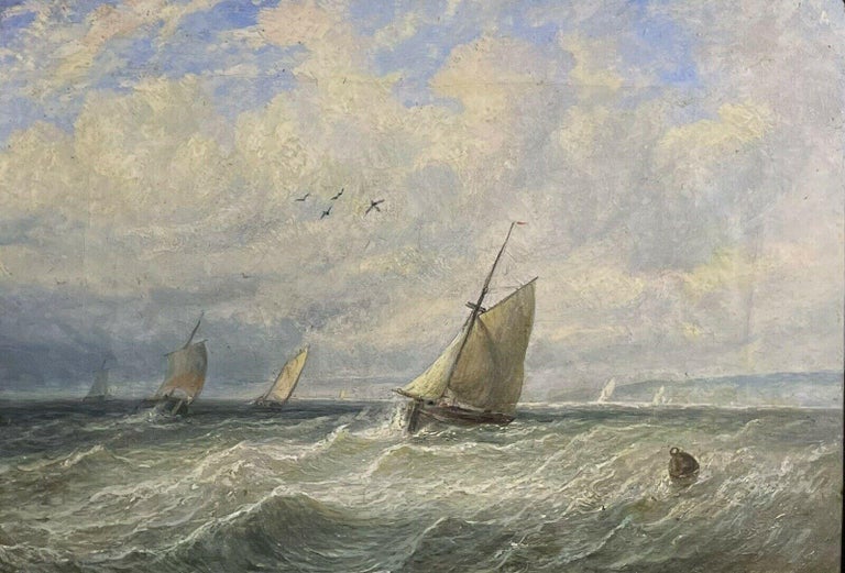 Victorian English - 19th Century English Marine Oil Painting Fishing ...