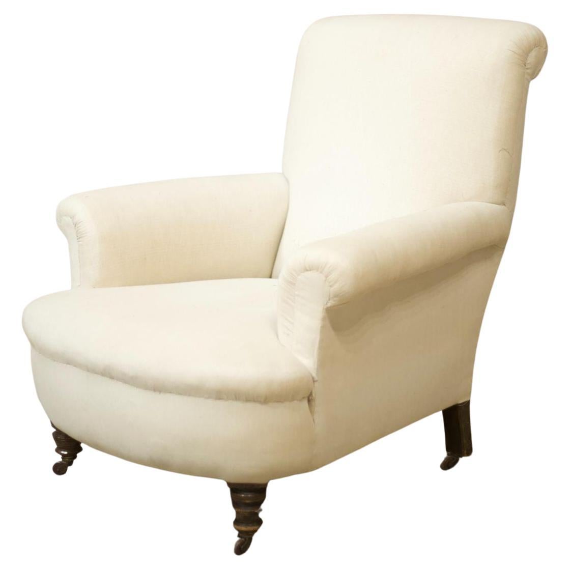 Victorian English Scroll Back Armchair For Sale at 1stDibs